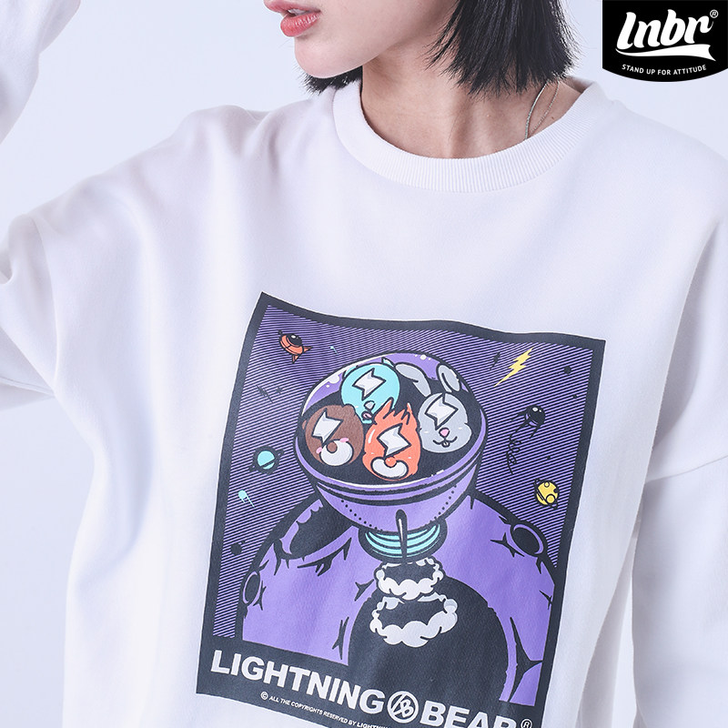 LNBR原创白色漫画卫衣个性潮流卡通趣味宽松oversize男女潮大码_虎窝淘