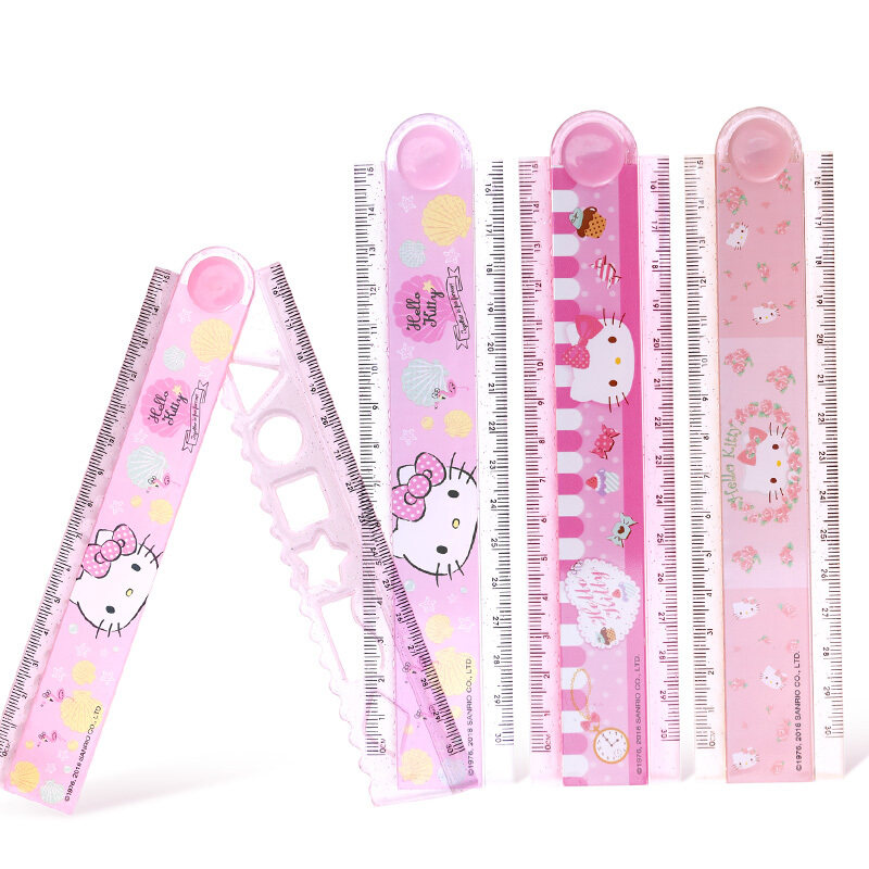 迪士尼hello Kitty折叠尺15cm波浪尺小学生可爱卡通粉色直尺_虎窝淘