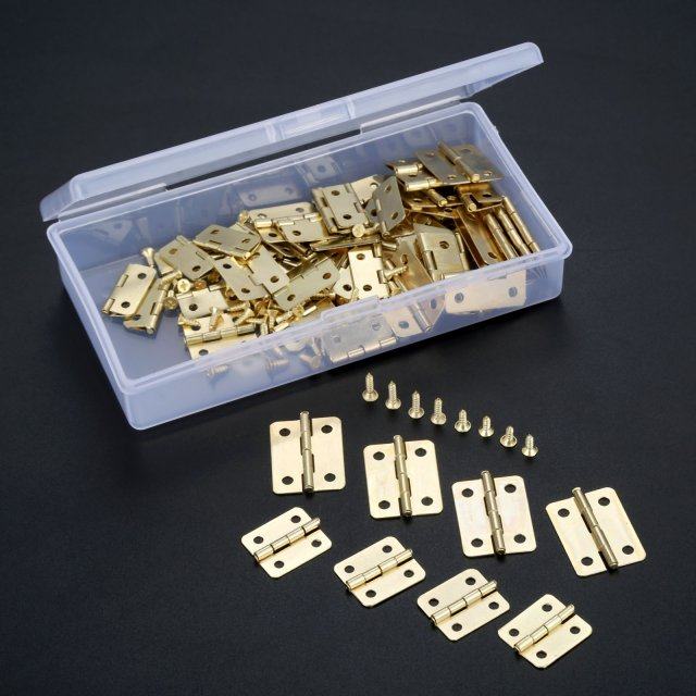 60Pcs Metal Gold Cabinet Door Furniture Hinge Jewelry Wood B_虎窝淘
