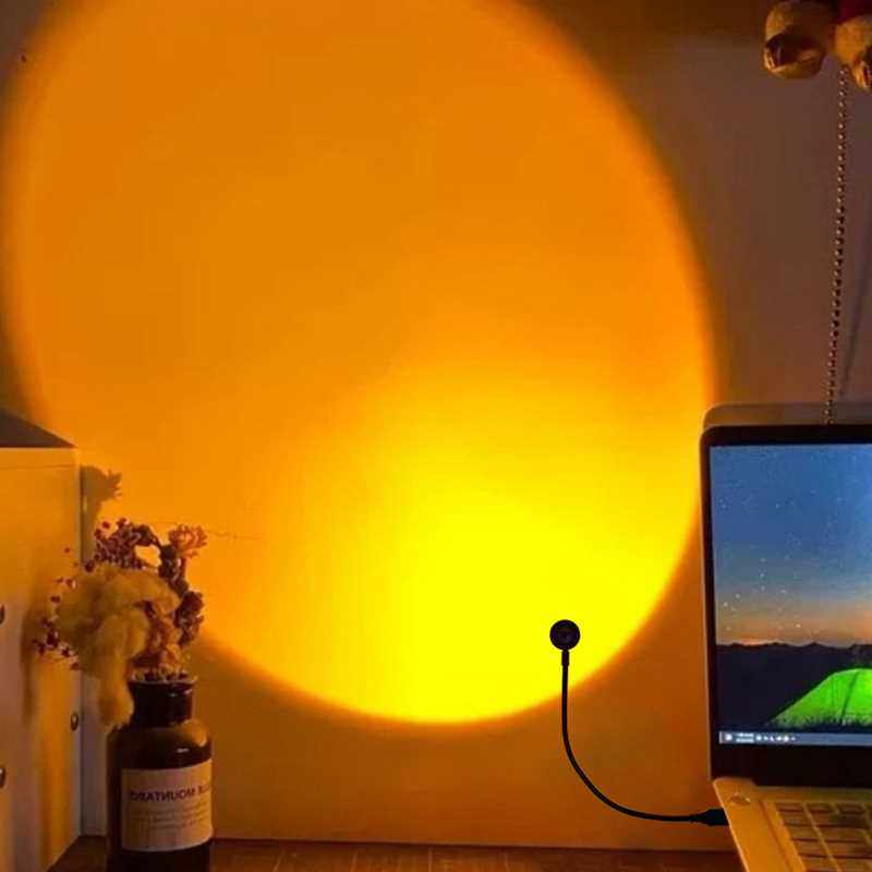 LED Sunset Red Lamp Projector USB Rainbow Atmosphere Night L_虎窝淘