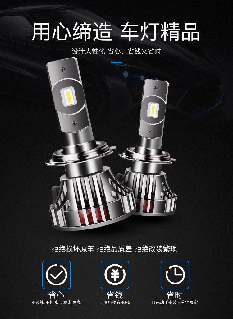 专用于本田思域XRV缤智CRV凌派杰德飞度改装汽车LED大灯远近光灯_虎窝淘