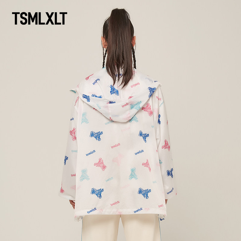 TSMLXLT【TT Bear系列】潮牌时尚上衣个性印花上衣宽松连帽夹克_虎窝淘