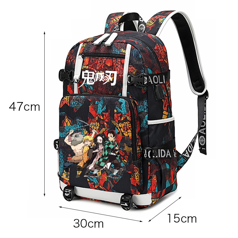 鬼灭之刃书包动漫周边双肩包男女二次元灶门炭治郎妳豆子背包学生_虎窝淘