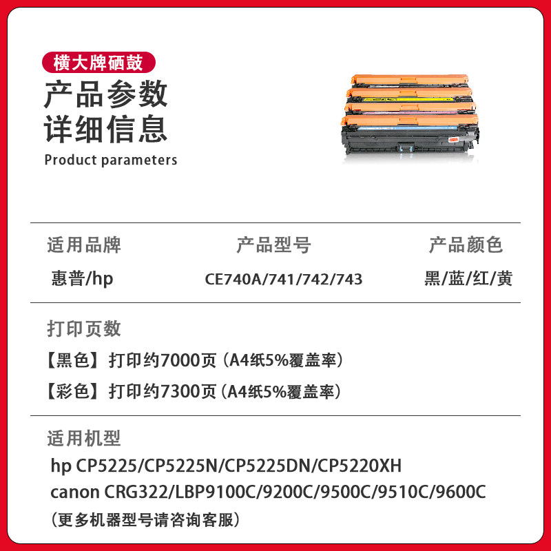 HDPM适用惠普CP5225硒鼓cp5225dn CP5220碳粉hp307A粉盒CE740 CE741 742 743彩色打印机晒鼓_虎窝淘