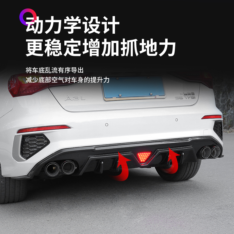 21-23款奥迪A3L改装S3四出排气管领航灯后唇包围尾喉装饰配件用品_虎窝淘