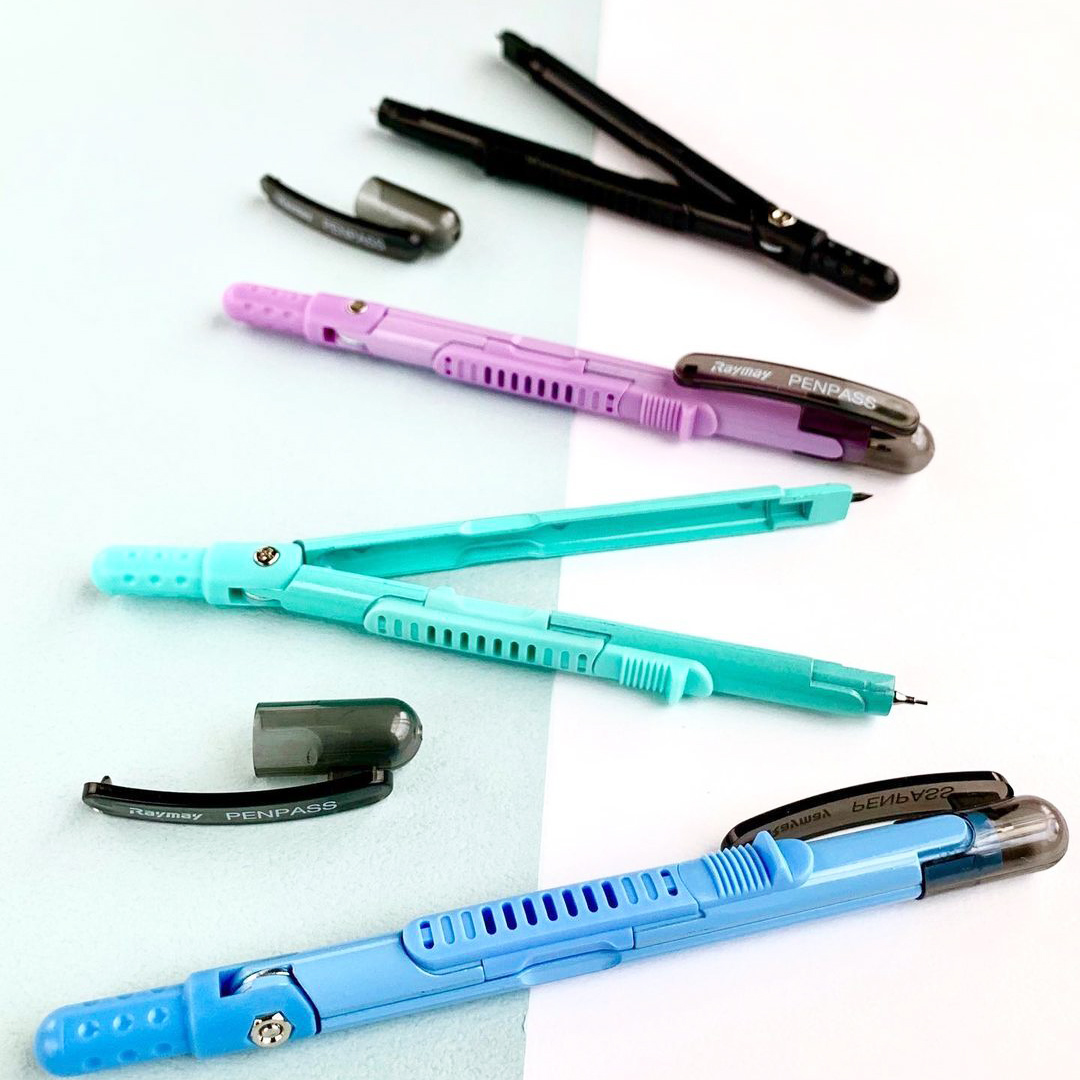 日本RAYMAY藤井文具PENPASS圆规(自动铅笔芯0.5mm)小学生文具数学用具JC903_虎窝淘
