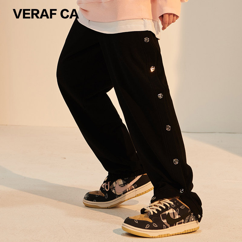VFC/VERAF CA排扣裤高街春秋ins潮休闲男运动潮牌束脚长裤子运动_虎窝淘