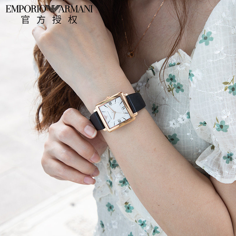 阿玛尼手表女时尚复古方盘名牌官方旗舰店正品防水石英表AR11067_虎窝淘
