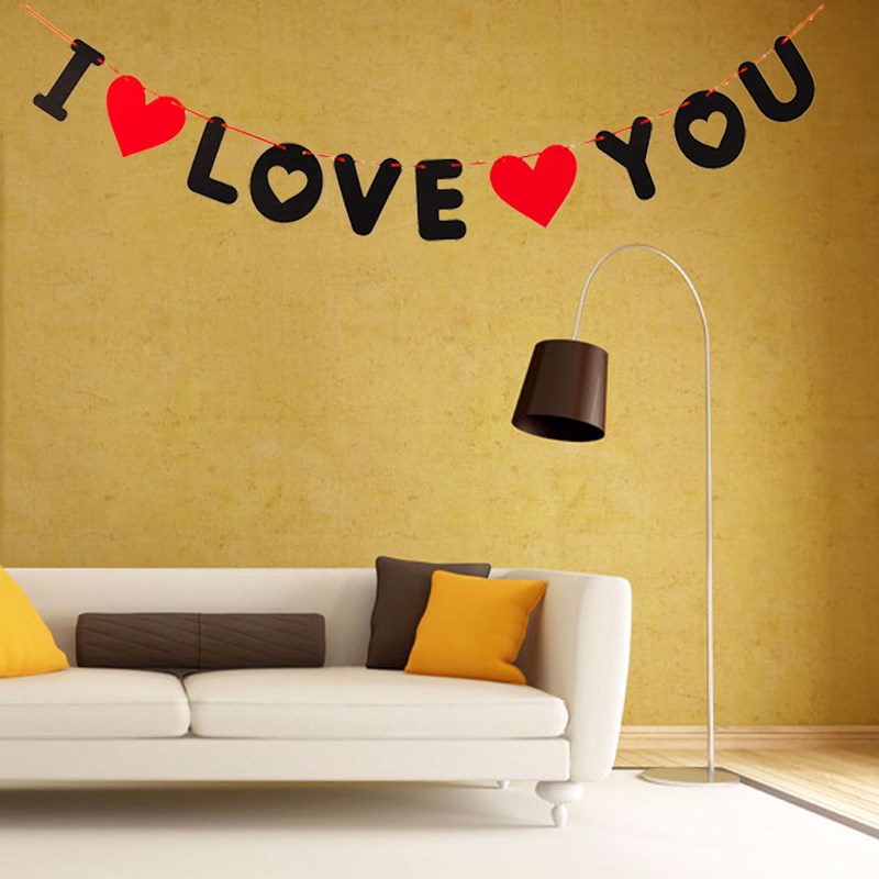 3M Red Lover Valentine Banner Bunting I LOVE YOU Garland fo_虎窝淘