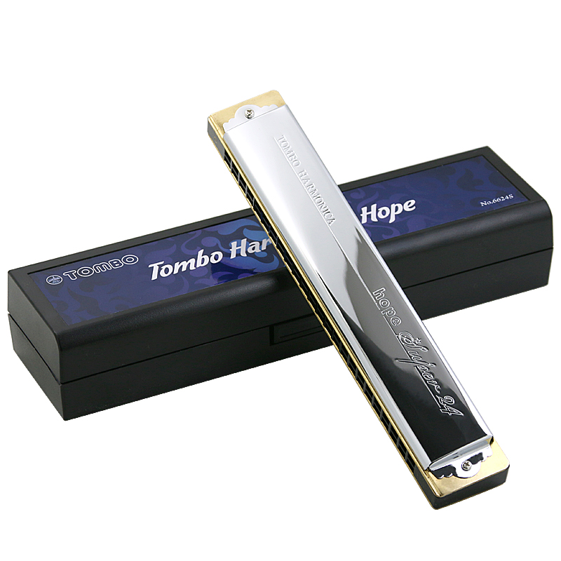 日本TOMBO通宝6624S成人初学复音24孔口琴C调学生老人专业演奏级_虎窝淘