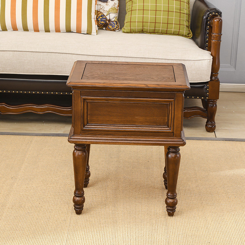 美式实木边几简约乡村沙发角几客厅实木小茶几方桌客厅电话桌边柜_虎窝淘