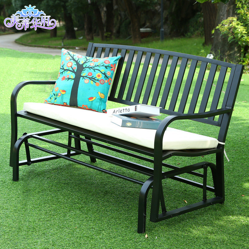 户外铁艺双人摇椅室外阳台庭院创意二人摇床花园休闲椅公园椅长椅_虎窝淘