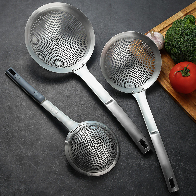 304不锈钢火锅漏勺一体成型家用厨房滤沥油捞面饺子笊篱焯水神器_虎窝淘