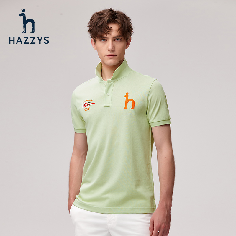 Hazzys哈吉斯官方春夏新款短袖polo衫男商务休闲宽松透气T恤男潮_虎窝淘