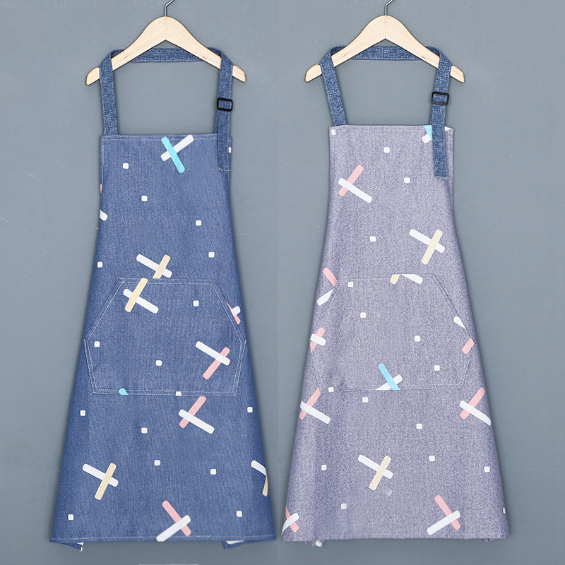 家用厨房围裙女夏季薄款透气纯棉2021新款做饭可爱帆布工作服男_虎窝淘