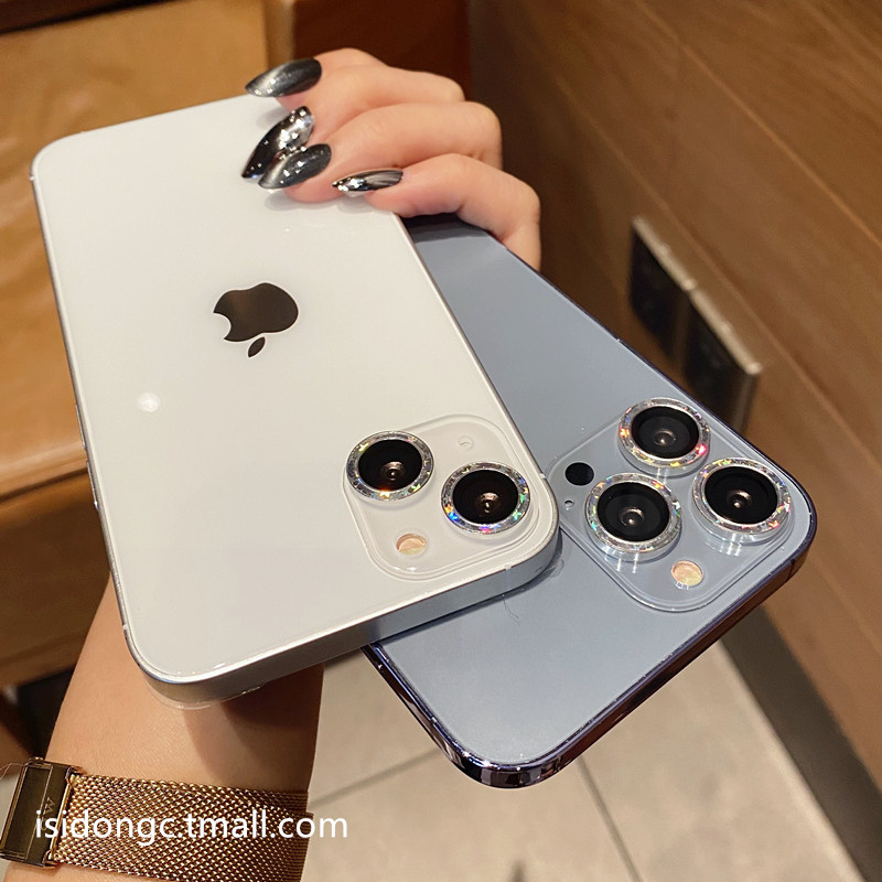 炫彩星星亮片适用苹果14镜头膜iphone12手机摄像头保护圈11Pro金属防刮镜头贴13max全包覆盖mini钢化玻璃新款_虎窝淘