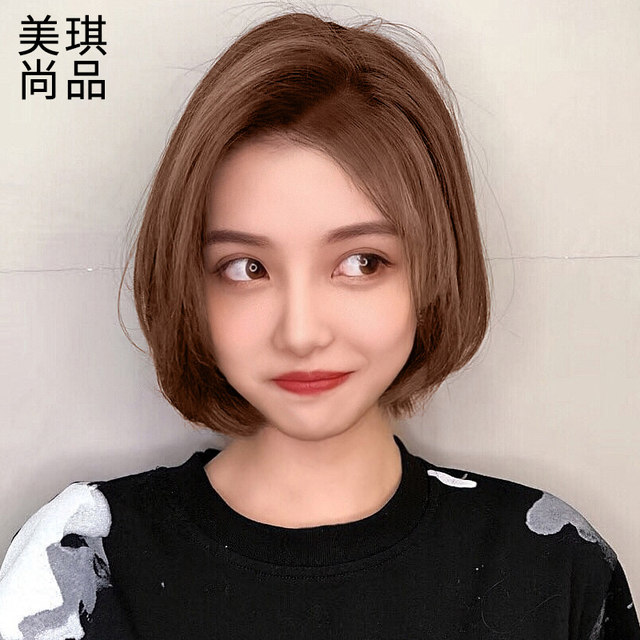 Wig female short hair reduction Bobo head round face Nature real hair ...