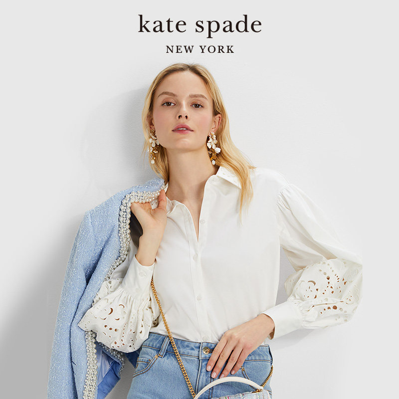 kate spade ks花朵衬衫时尚简约舒适质感上衣气质精致优雅气质女_虎窝淘