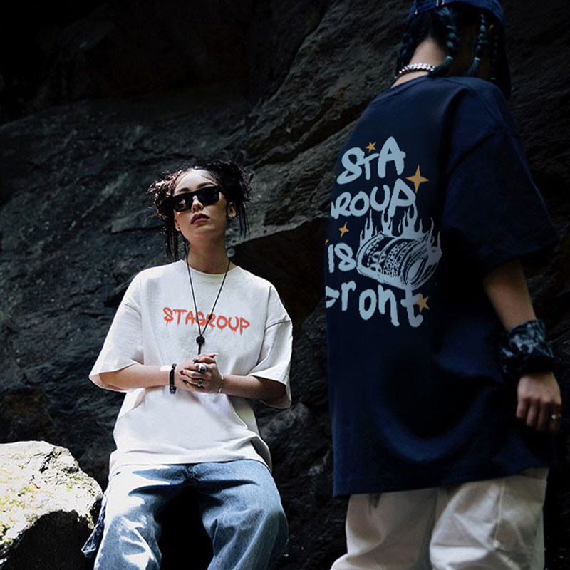 STA官方短袖美式印花男女女生T恤