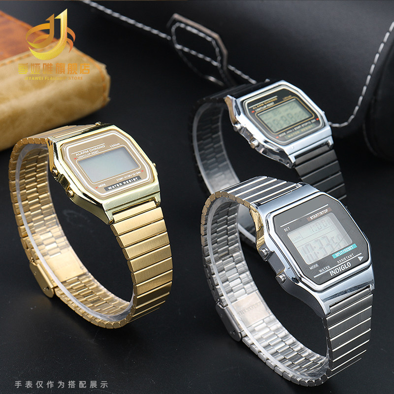 钢带适配卡西欧a168w/A158W MRW200/LA670 LA159金属表链手表带女_虎窝淘