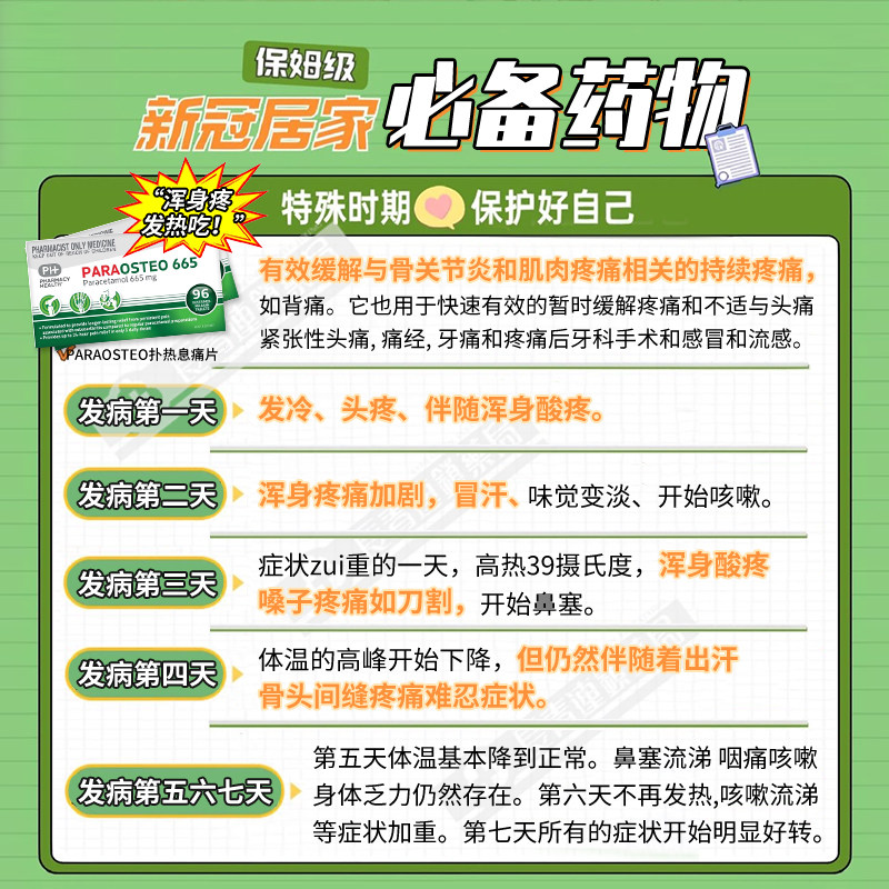PARAOSTEO对乙酰氨基酚片扑热息痛解热镇痛必理通嗽96粒退烧药 - 价格179