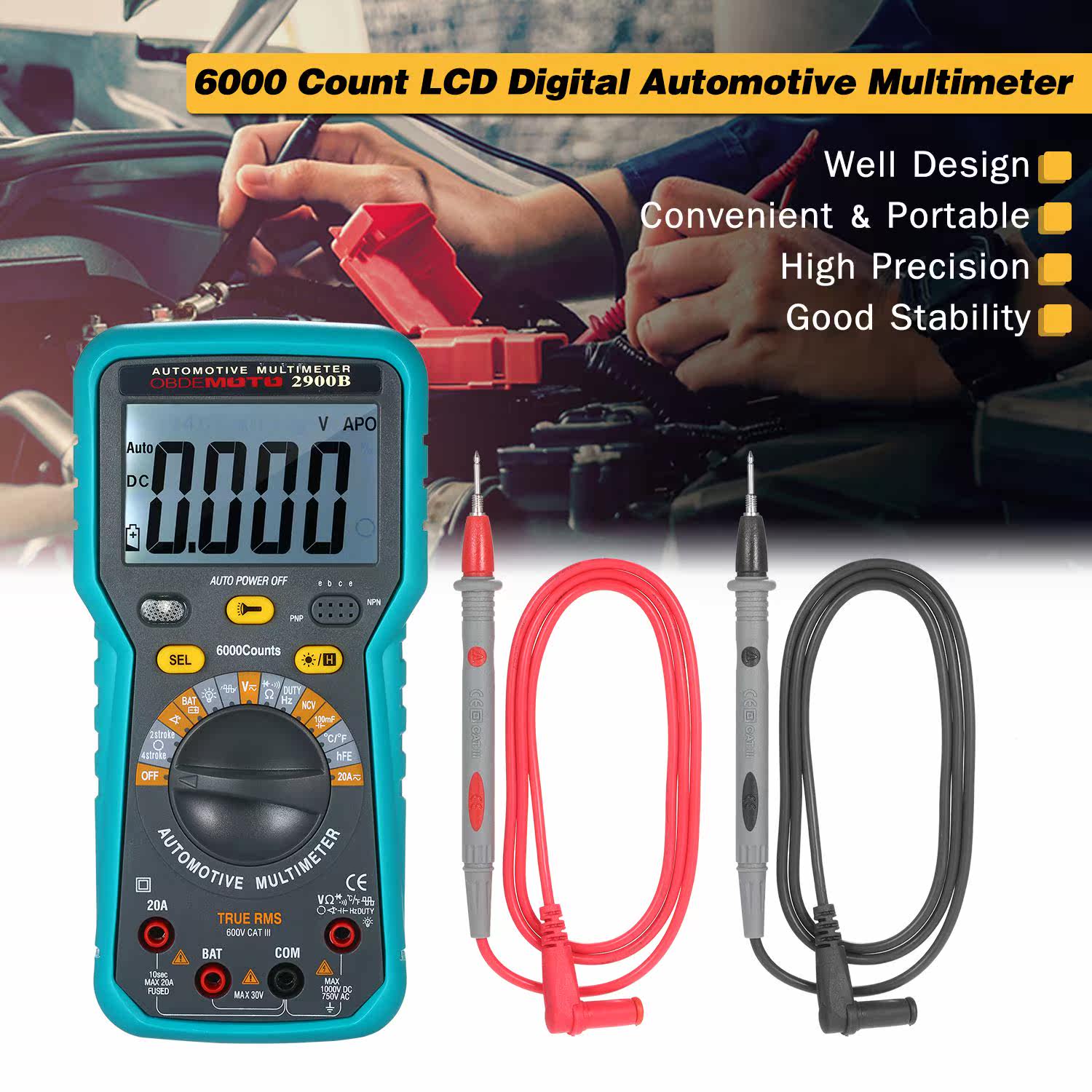 Professional Automotive Digital Multimeter Tester 6000 Count_虎窝淘