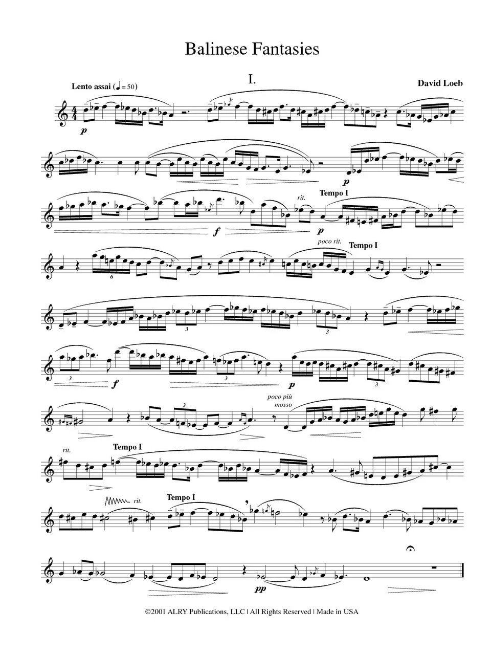 短笛独奏勒布巴厘岛幻想曲 Alry原版乐谱书 David Loeb Balinese Fantasies for Piccolo Solo P ...