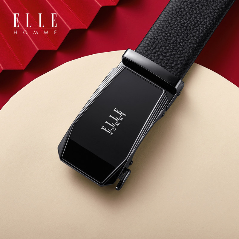 法国ELLE HOMME皮带男士真皮皮带男2023新款轻奢腰带男奢侈品牌潮_虎窝淘