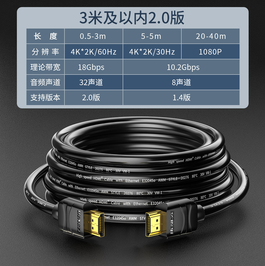 分创者hdmi线4k高清连接线2.0数据线电脑电视机顶盒显示器hdml加长3/10米5信号延长台式主机笔记本视频hdnl线_虎窝淘