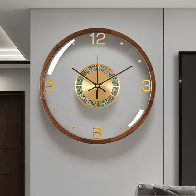Light luxury living room wall clock without punching clock creative art ...