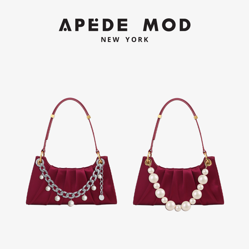 Apede Mod/Froggy复古红缎面青蛙包腋下法棍女包礼物婚包新年礼物_虎窝淘