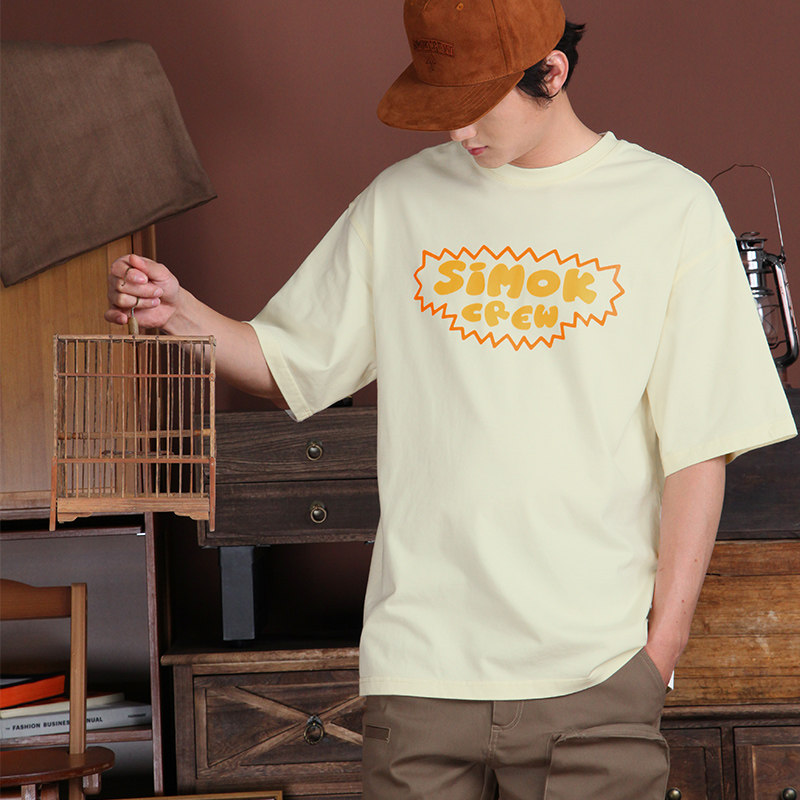 【SIMOK官方店】国潮休闲重磅街头无性别T恤滑板夏季宽松纯棉短袖_虎窝淘