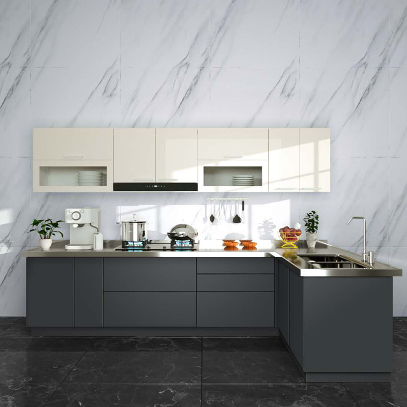 武汉不锈钢橱柜定做整体304全钢定制厨房灶台面家用一体现代碗柜_虎窝淘