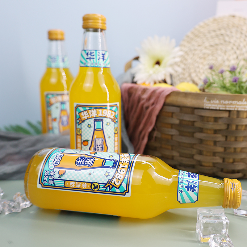 华洋1982汽水碳酸饮料桔子味358ml*12玻璃瓶果汁老广州风味汽水_虎窝淘
