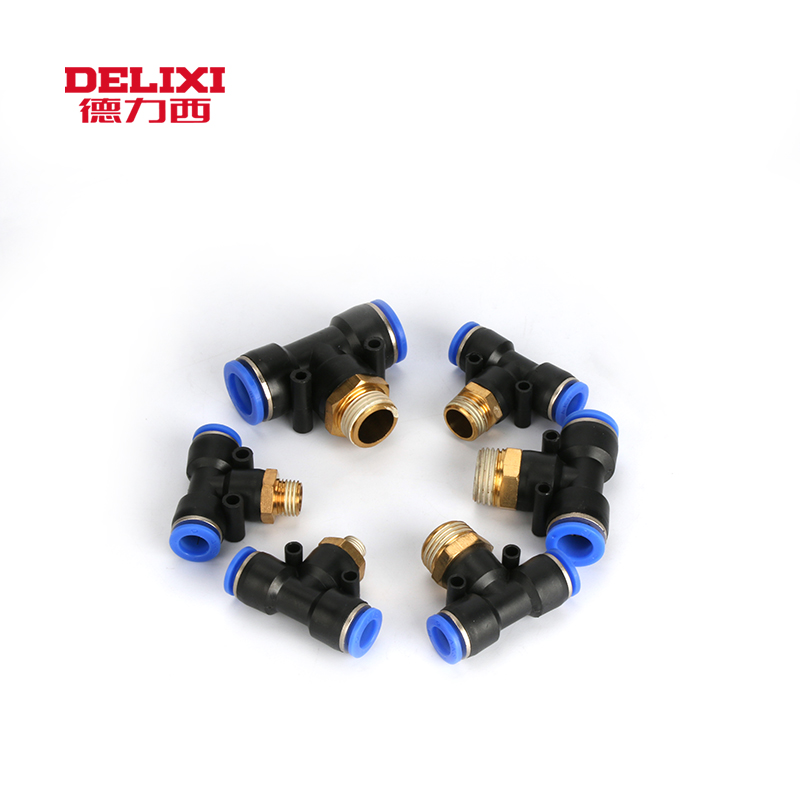 德力西气动T型三通快速接头外螺纹PB4-M5/6-01/8-02/10-03/12-04_虎窝淘