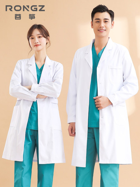 White coat doctor work clothes for summer women long sleeve thin short ...