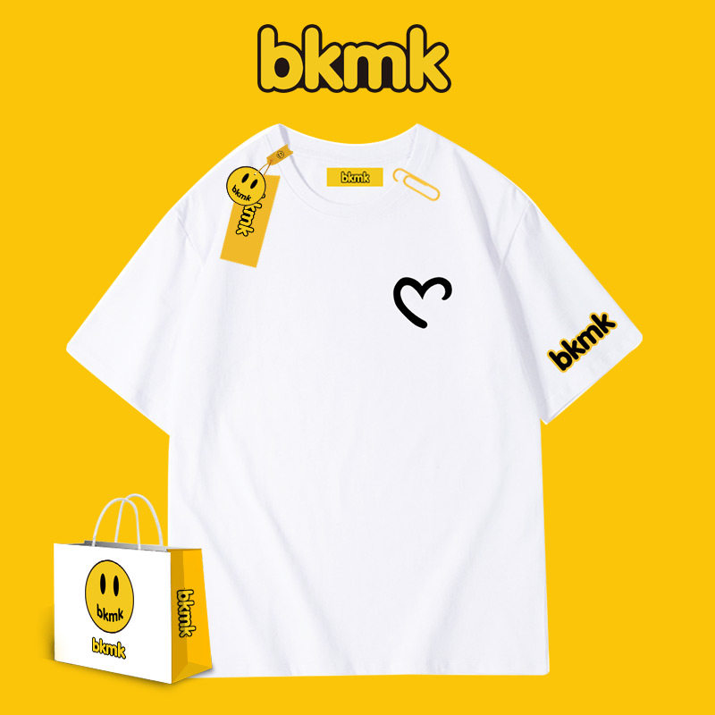 bkmk旗舰店官网短袖t恤男女款夏季运动爱心上衣印花字母情侣高街_虎窝淘