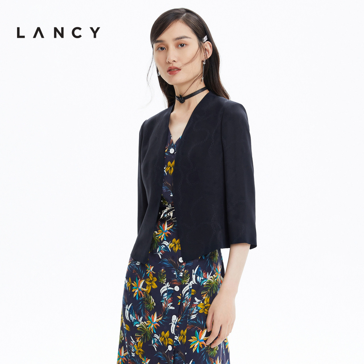 LANCY/朗姿女装2022年夏新款短外套女士西装通勤短西服商场同款_虎窝淘