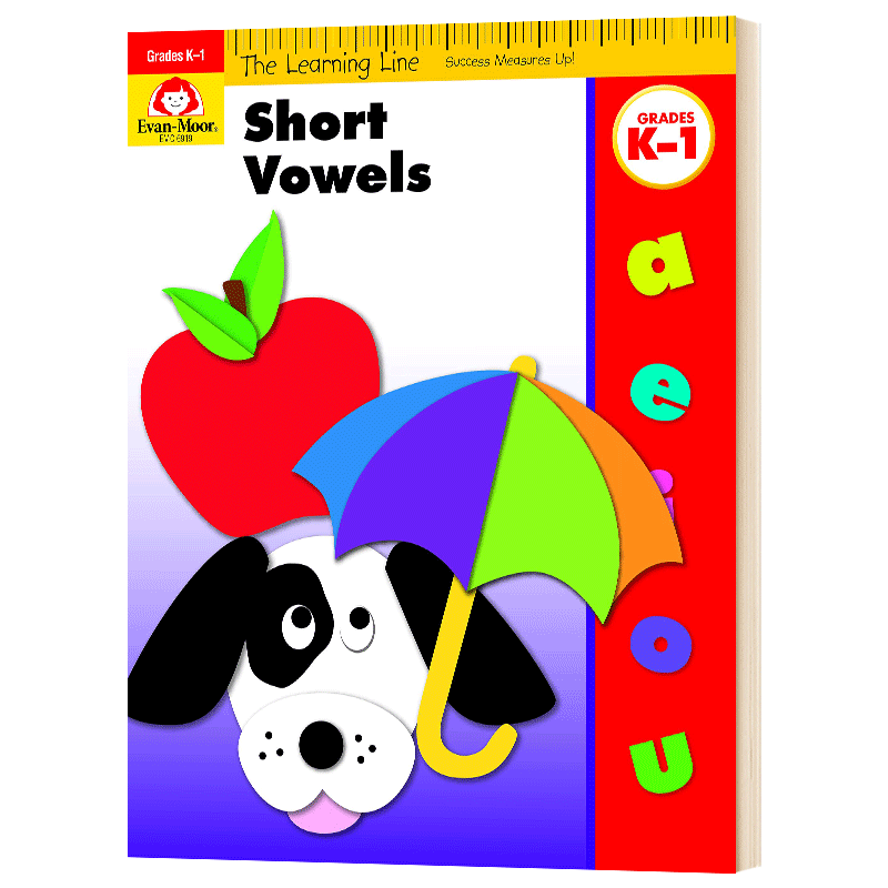 学习起跑线短元音幼儿园大班一年级英文原版 Evan Moor The Learning Line Short Vowels美国加州教辅英文版 ...