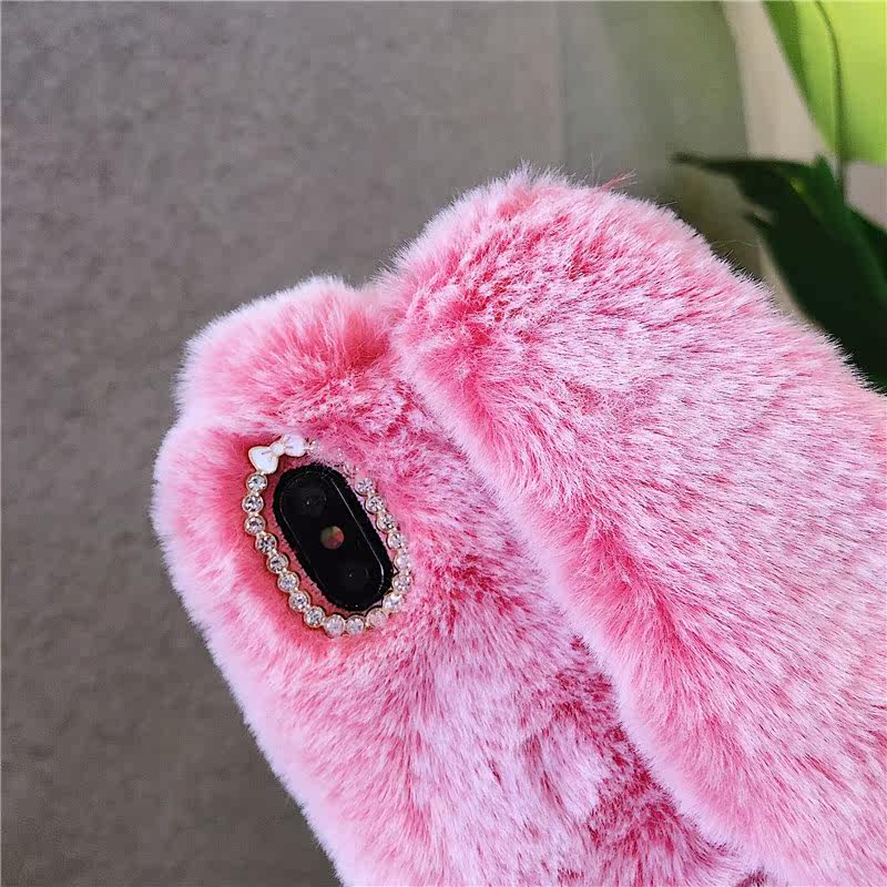 Cute Rabbit Ears Fluffy Case Cover For iPhone 11 12 Mini Pr_虎窝淘