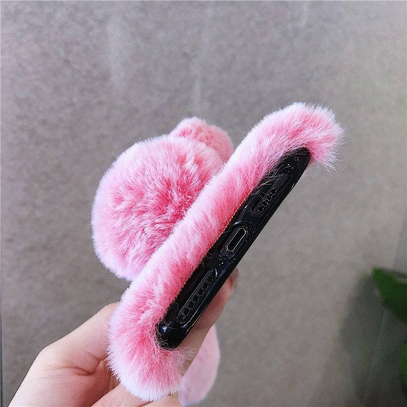 Cute Rabbit Ears Fluffy Case Cover For iPhone 11 12 Mini Pr_虎窝淘