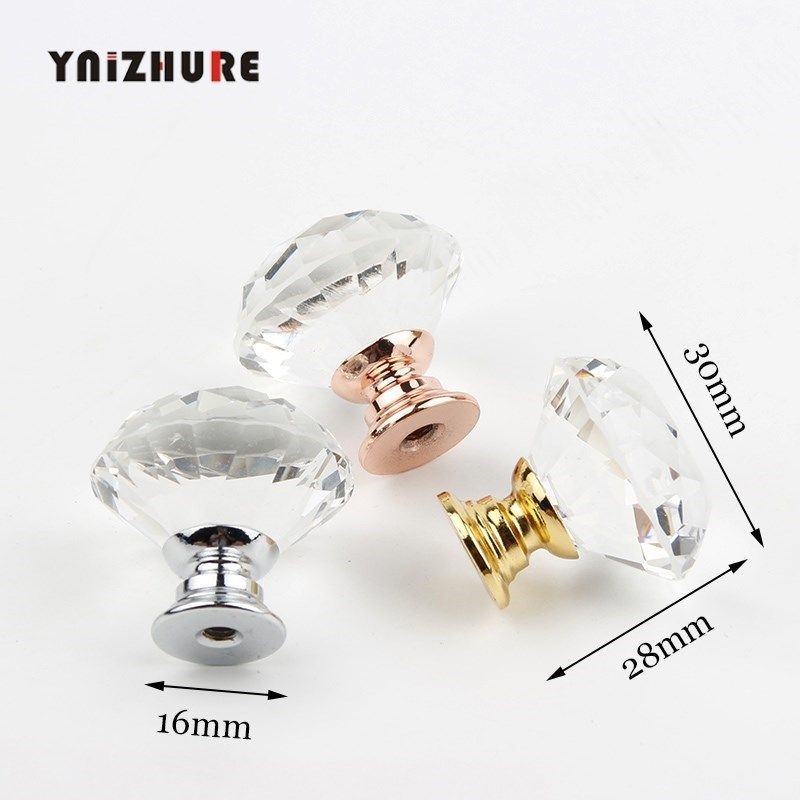 YNIZHRE Diamond Shape Crystal Glass Knobs board Pulls Drawe_虎窝淘