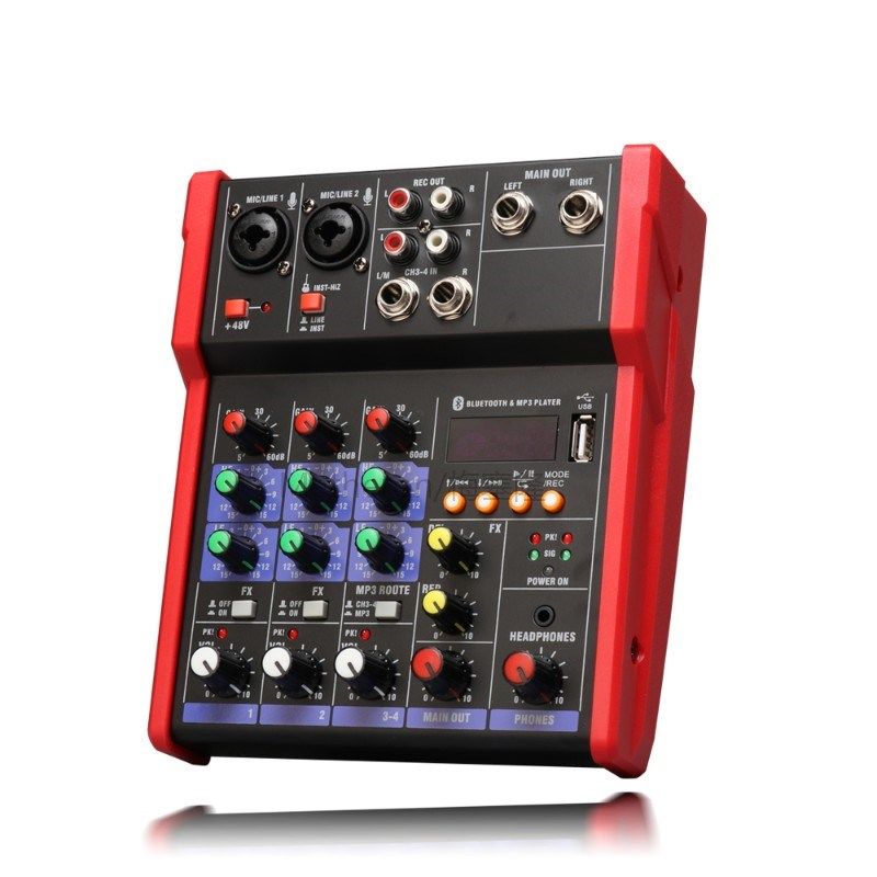 4 Channel Mixer audio Bluetooth MP3 Stereo mixer recording L_虎窝淘