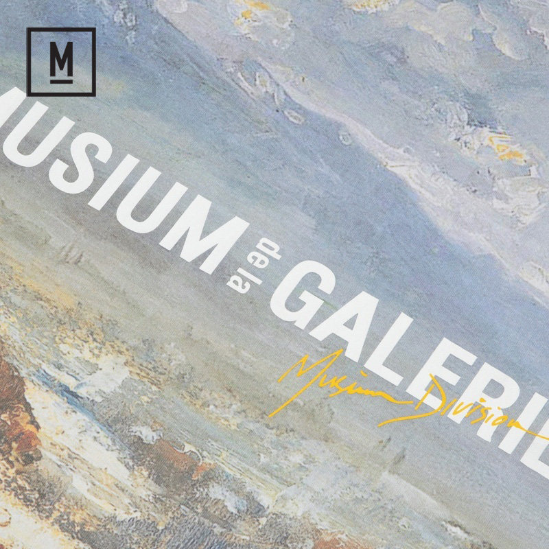 MUSIUM DIV.男装春夏全幅多彩油画印花艺术标签短袖简约休闲T恤_虎窝淘