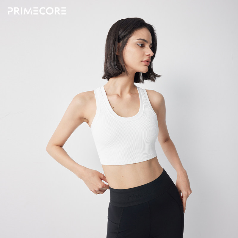 PRIMECORE丨P.C罗纹截腰无袖U领短款瑜伽背心 TW13-FPS_虎窝淘
