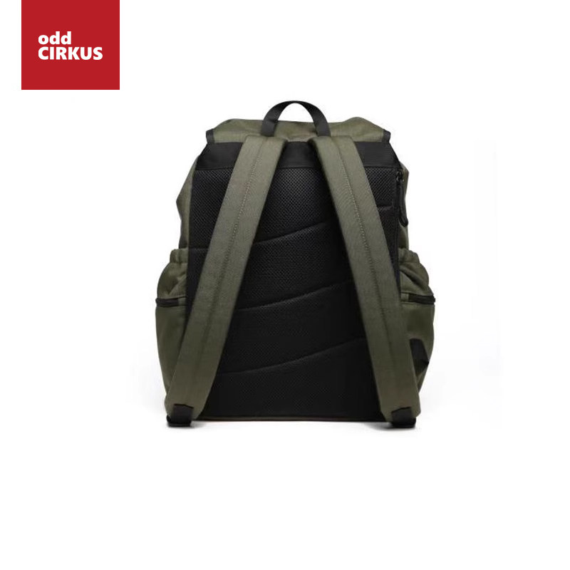 oddCIRKUS军绿色日系通勤简约大容量双肩包防水旅行学生电脑背包_虎窝淘