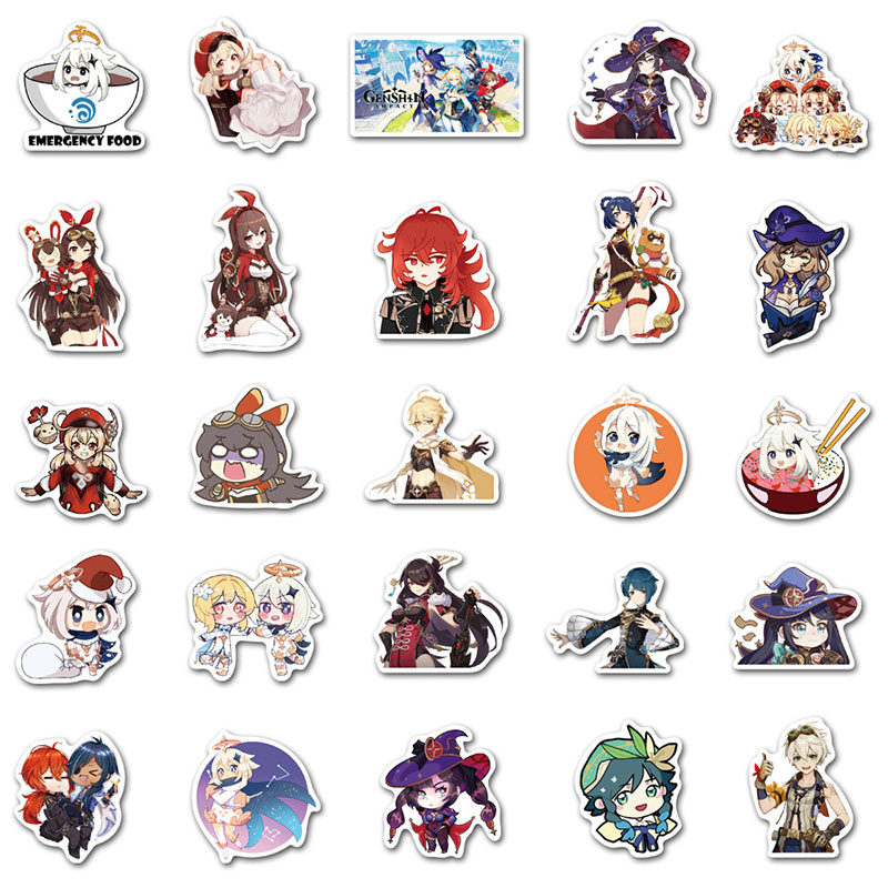 10/50pcs/set Genshin Impact Cartoon Open World Game Stickers_虎窝淘