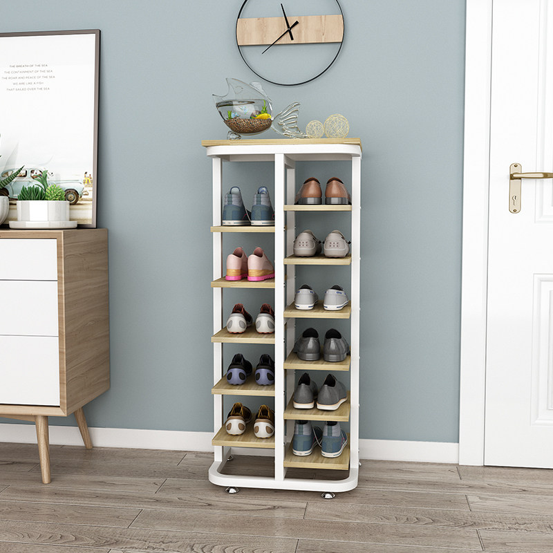 新款入户进门铁艺鞋架简易小窄鞋柜家用门口多层收纳架省空间黑色_虎窝淘