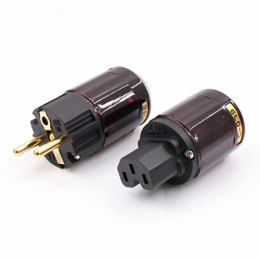 Hi End Pair P-079E+C079 24k Gold-Plated EU Power Plug ac pow_虎窝淘