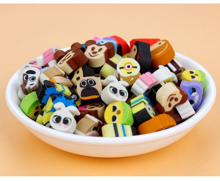 *100 pcs/ lot mixed small size TPR cartoon Rubber erasers C_虎窝淘